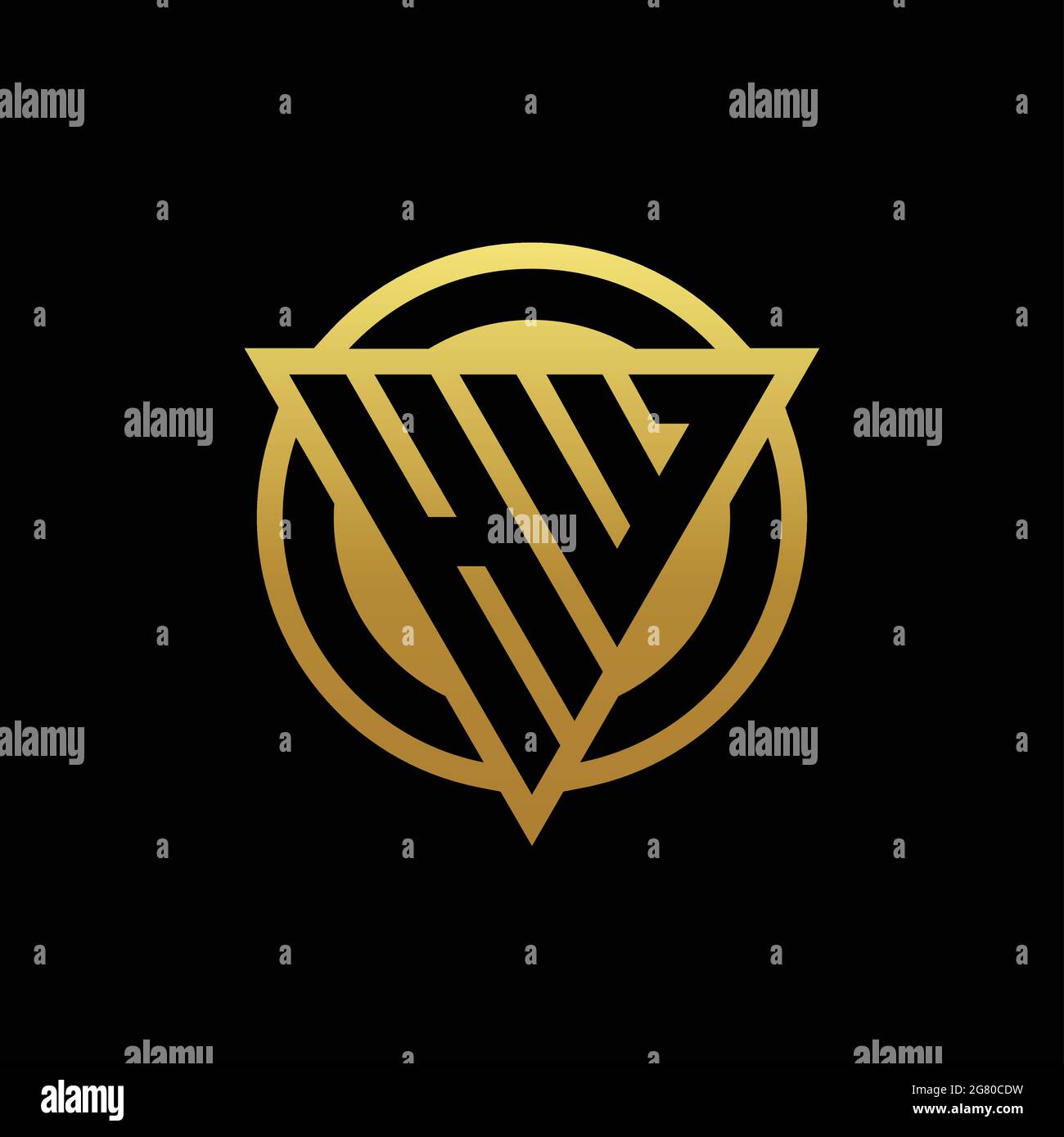 HW logo monogram with triangle shape and circle rounded style isolated ...