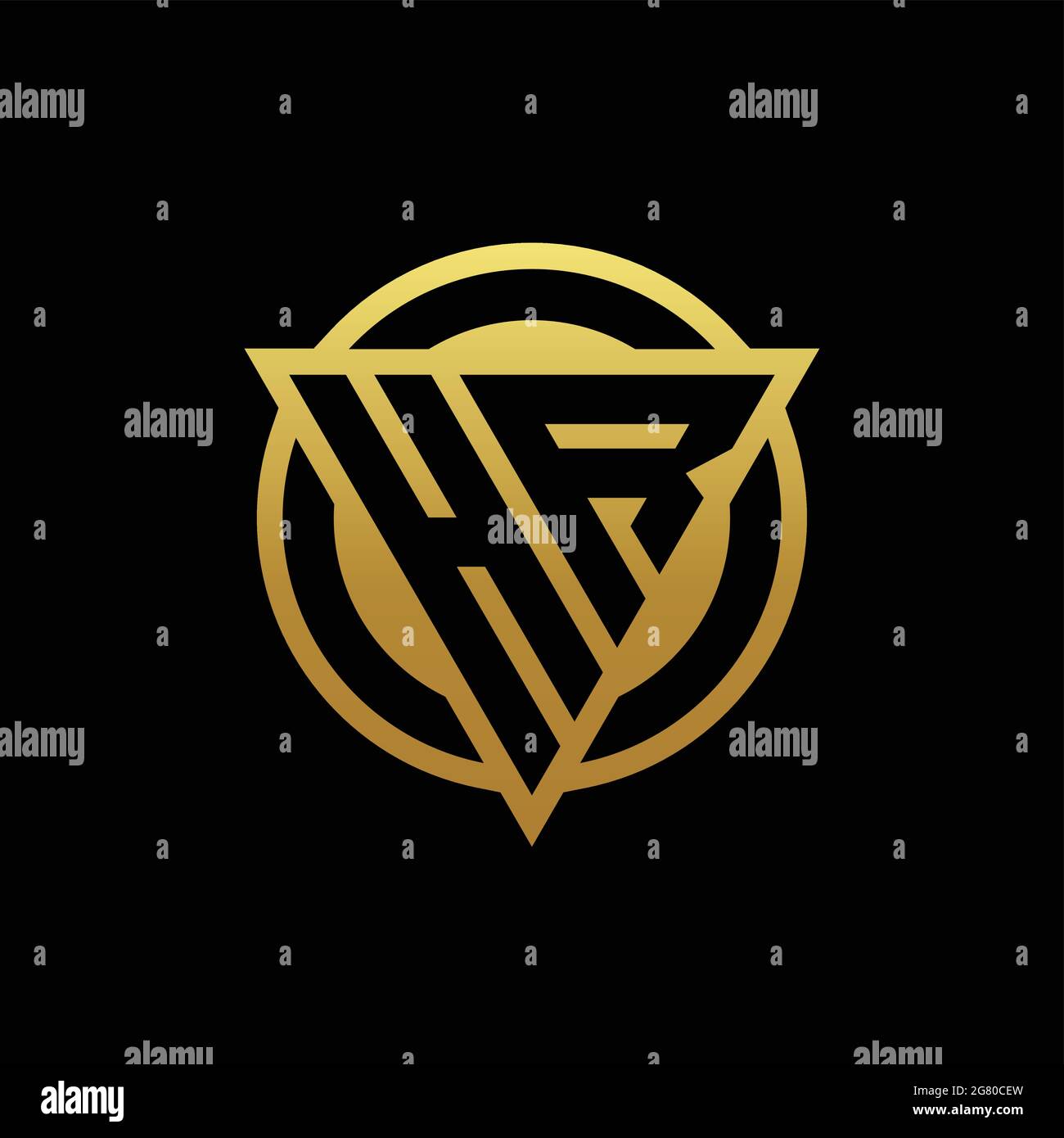 HR logo monogram with triangle shape and circle rounded style isolated ...