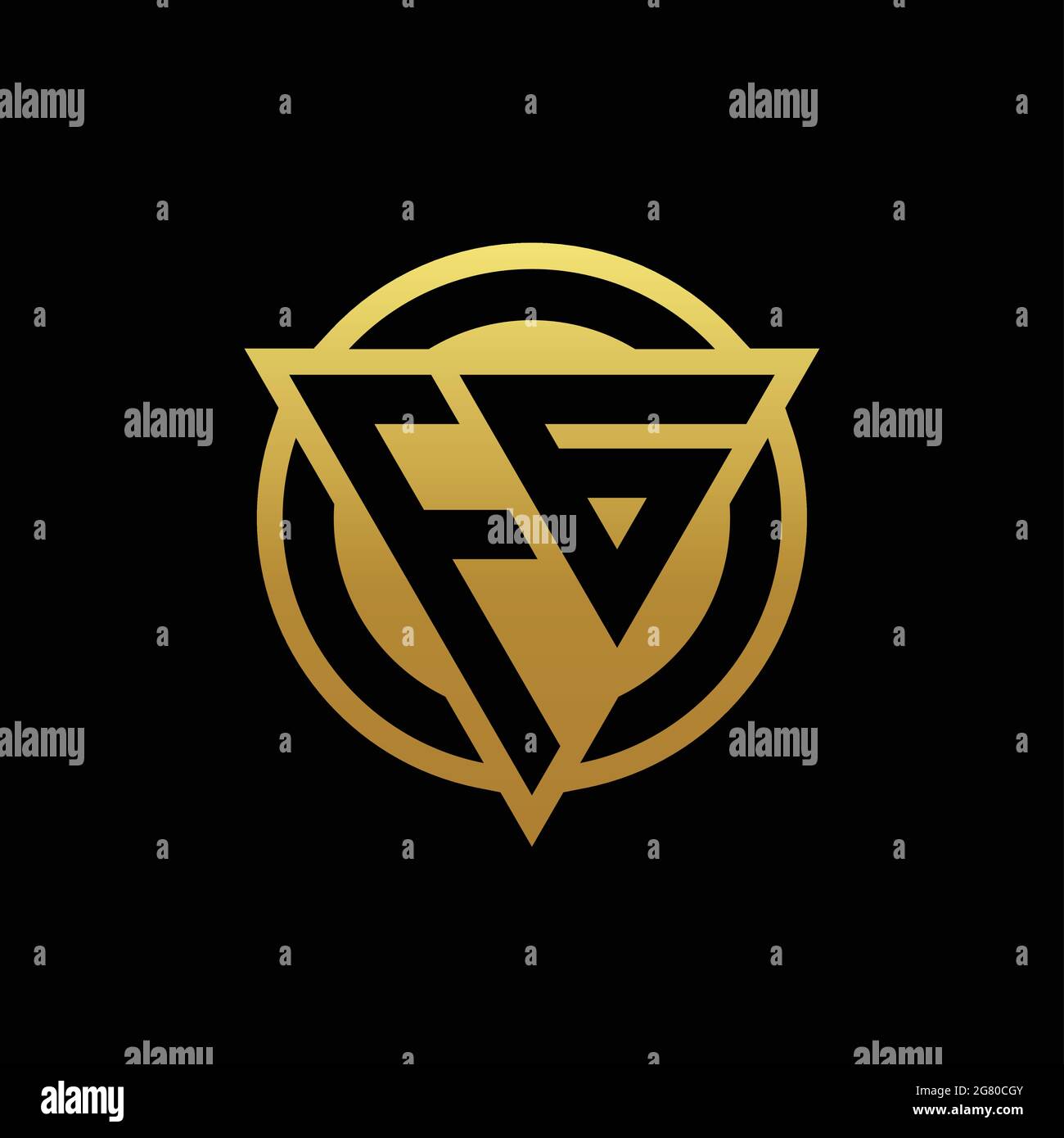 FG logo monogram with triangle shape and circle rounded style isolated ...