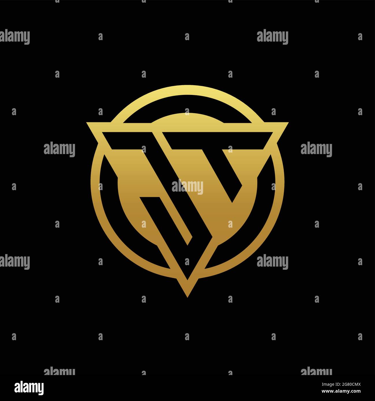 JT logo monogram with triangle shape and circle rounded style isolated ...