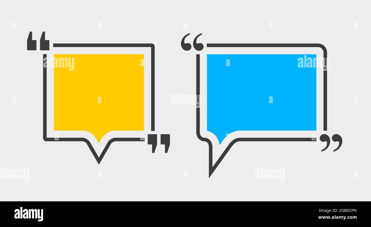 Message and talk colored quote speech bubbles. Empty text boxes or ...