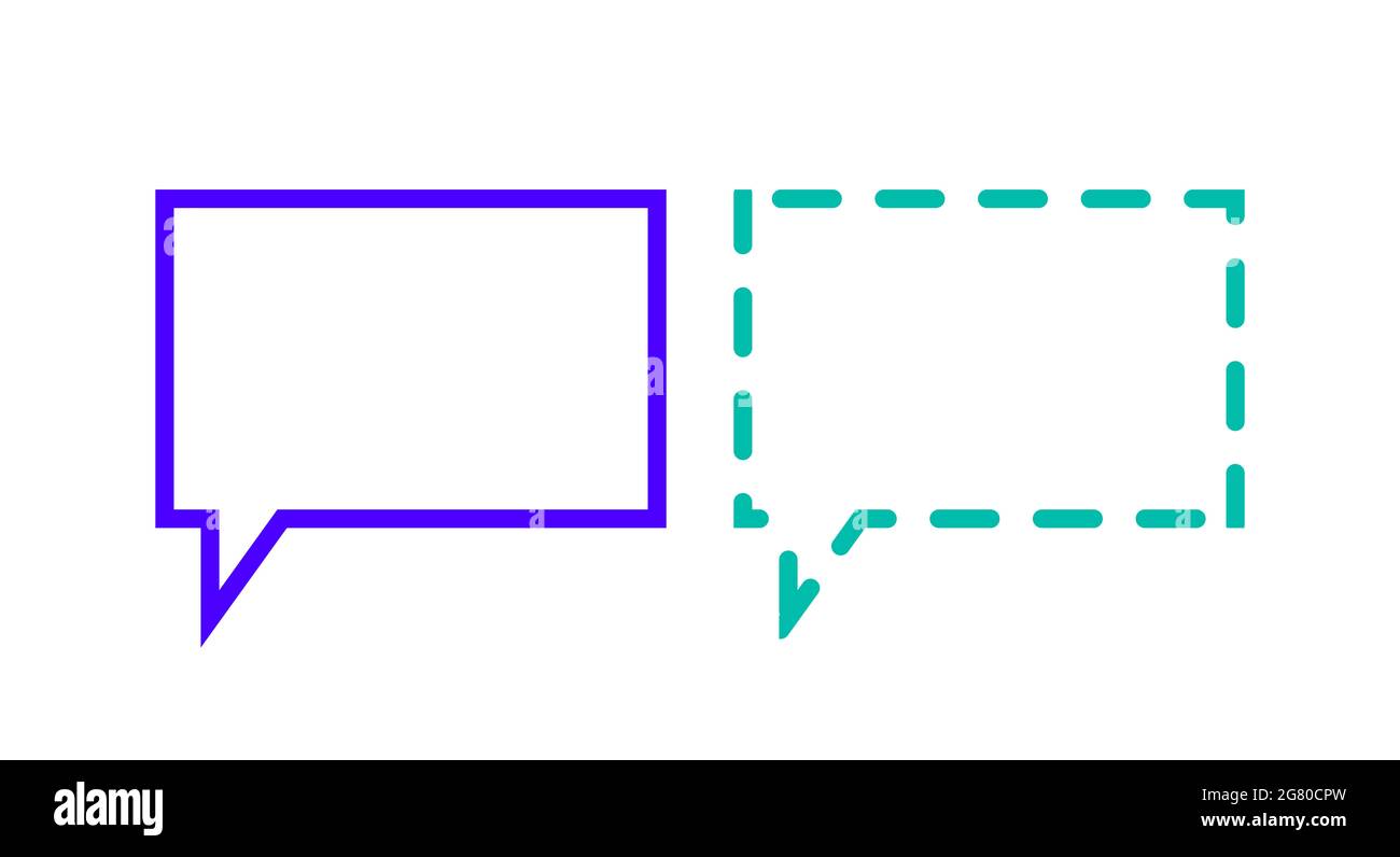 Outline square chat bubbles. Solid and dotted lines empty text boxes ...