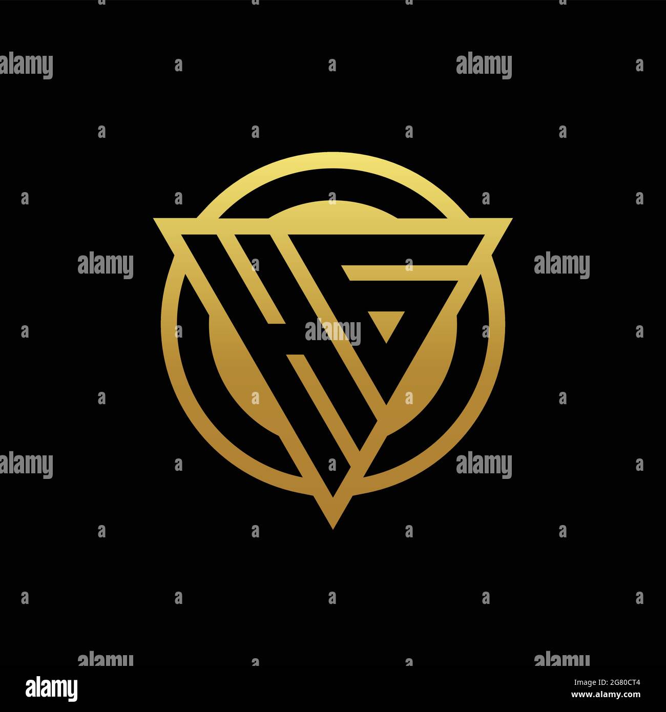 HG logo monogram with triangle shape and circle rounded style isolated ...