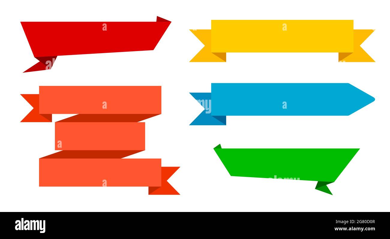 Multicolored paper ribbon banners. Empty text boxes, speech bubbles or ...