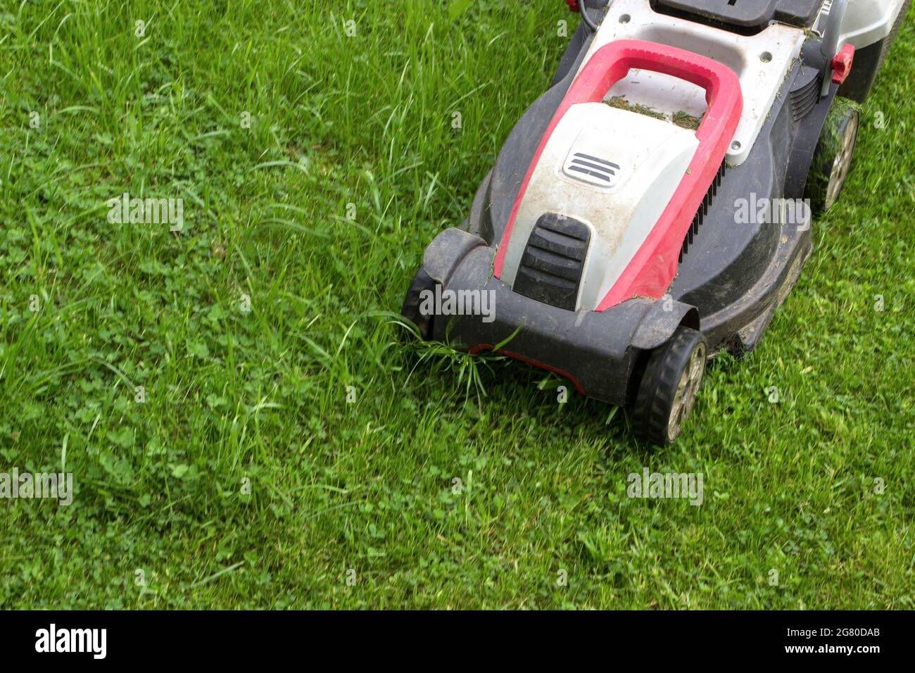 Machine for cutting lawns. Gardening background. Garden Power Tool ...