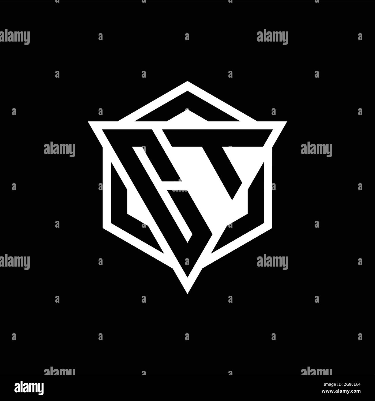 CT logo monogram with triangle and hexagon shape combination isolated ...
