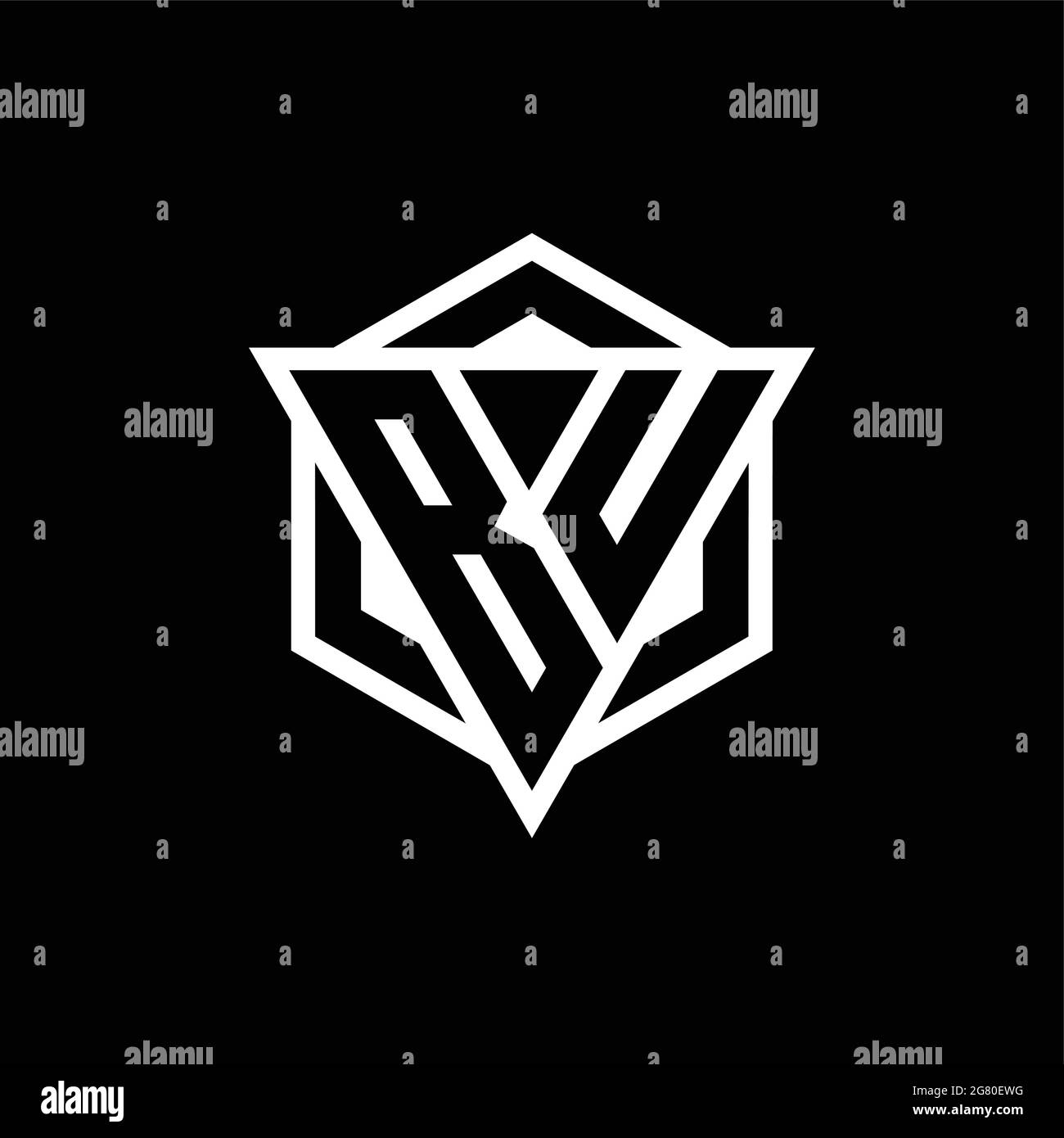 BU logo monogram with triangle and hexagon shape combination isolated ...