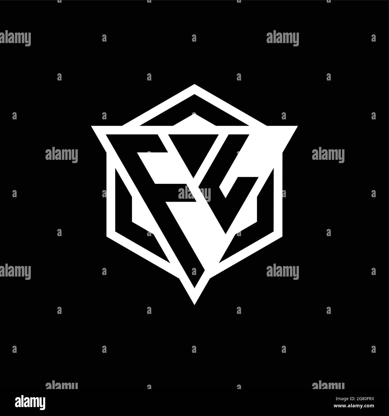 FL logo monogram with triangle and hexagon shape combination isolated ...