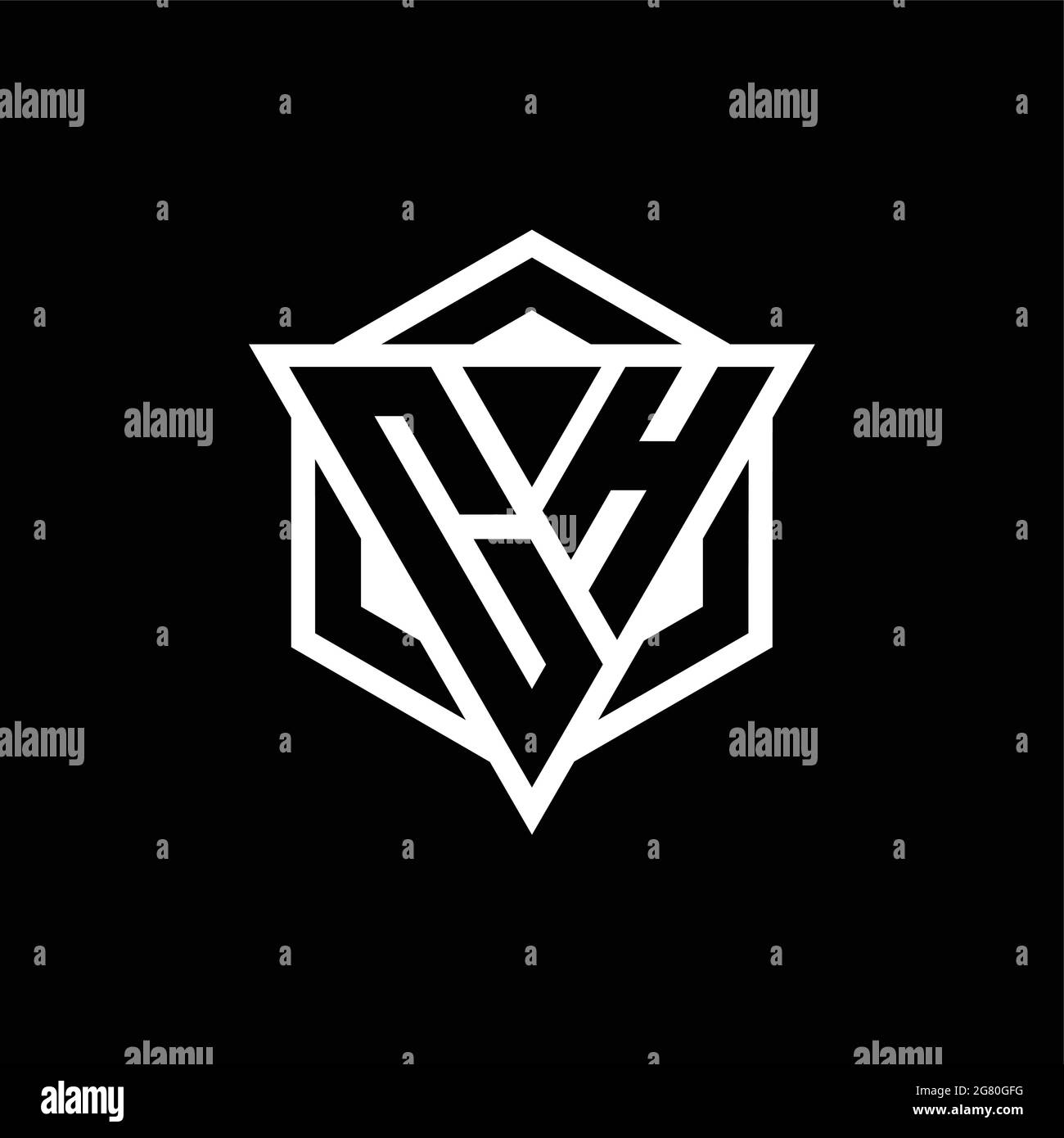 CH logo monogram with triangle and hexagon shape combination isolated ...