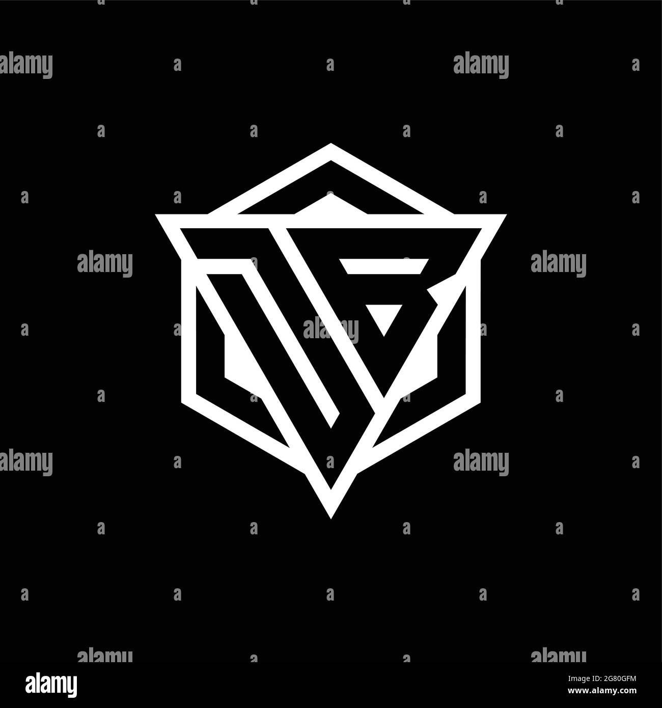 DB logo monogram with triangle and hexagon shape combination isolated ...