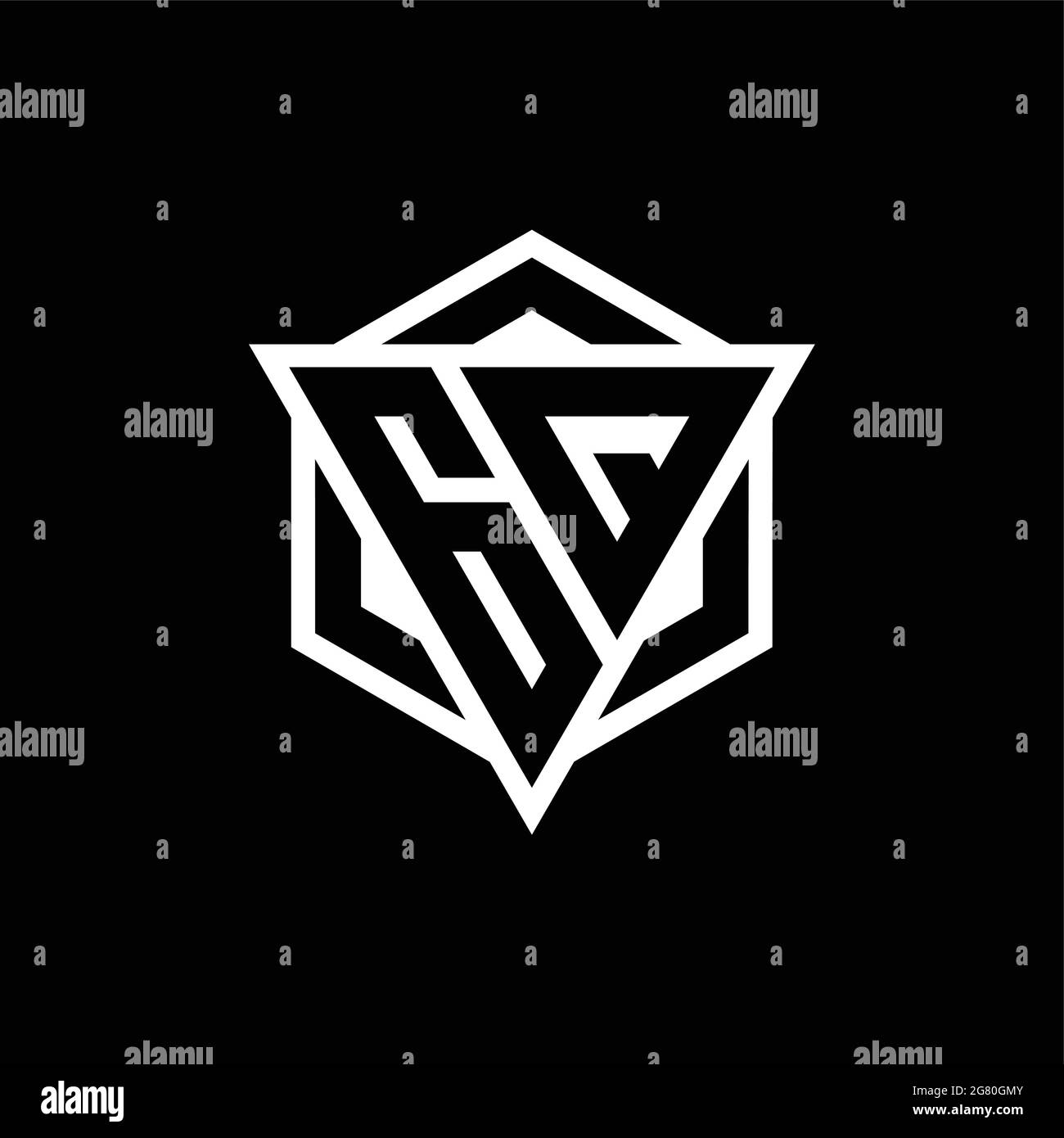 GQ logo monogram with triangle and hexagon shape combination isolated ...
