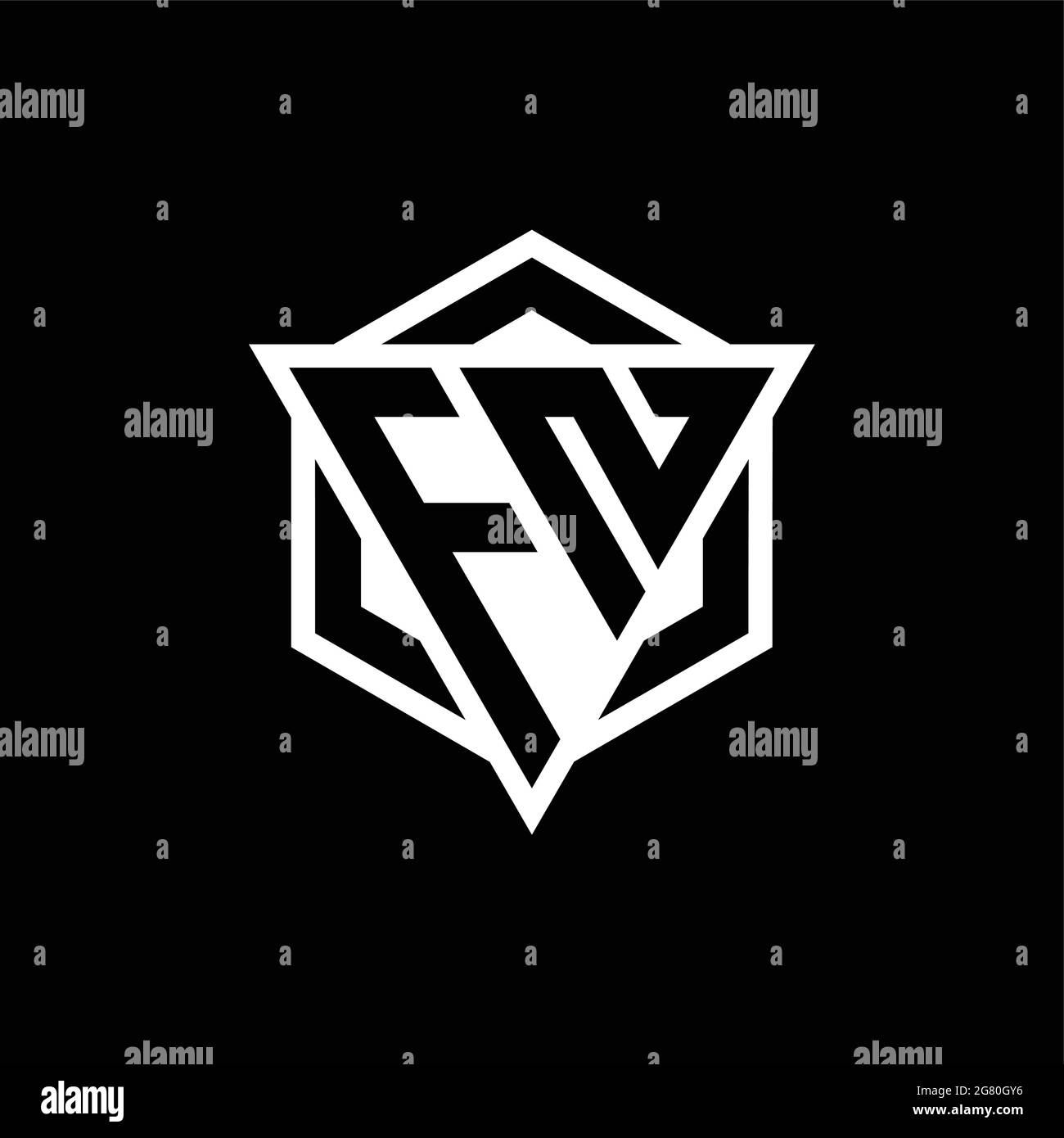 FN logo monogram with triangle and hexagon shape combination isolated ...