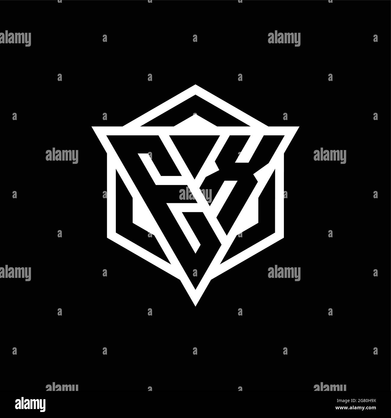 EX logo monogram with triangle and hexagon shape combination isolated on back and white colors ...