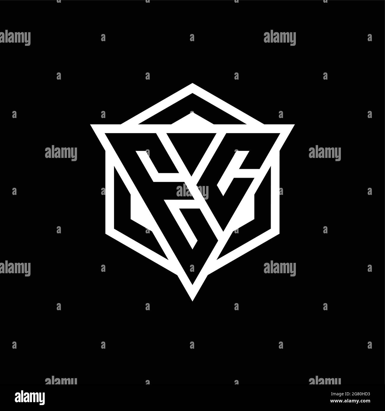 EC logo monogram with triangle and hexagon shape combination isolated ...