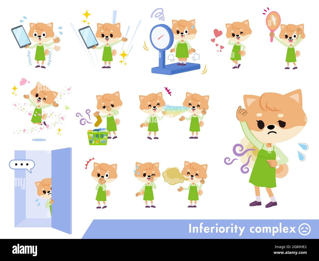 A set of Dog girl on inferiority complex.It's vector art so it's easy ...