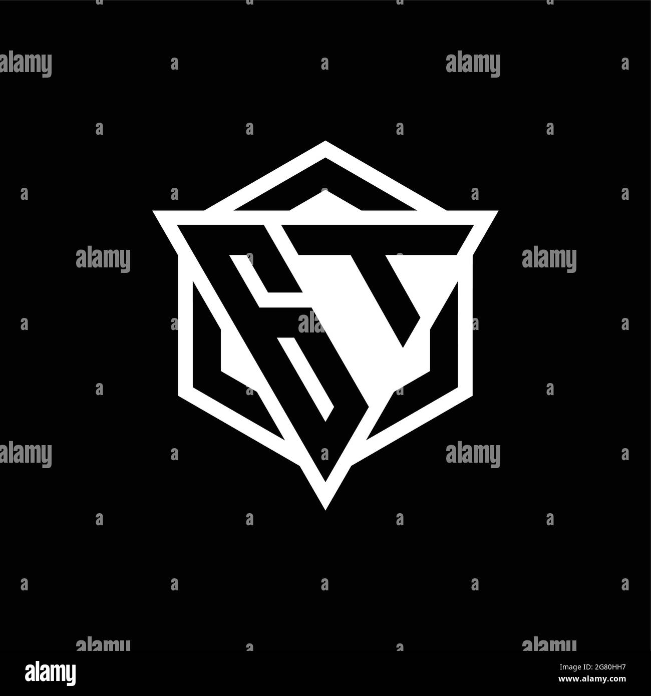 GT logo monogram with triangle and hexagon shape combination isolated ...