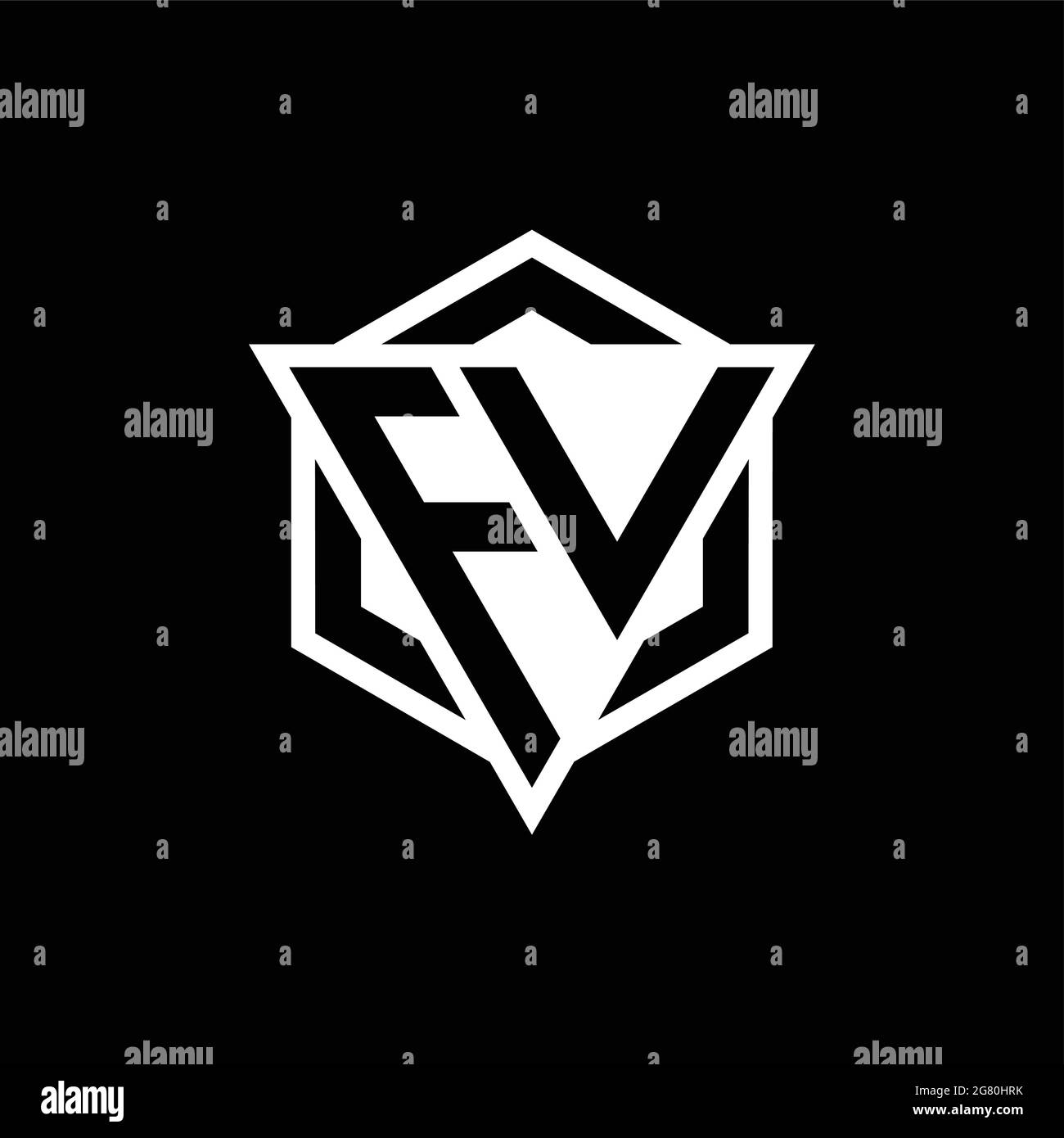 FV logo monogram with triangle and hexagon shape combination isolated ...