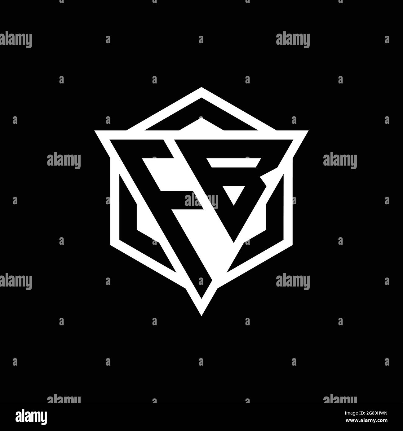 FB logo monogram with triangle and hexagon shape combination isolated ...