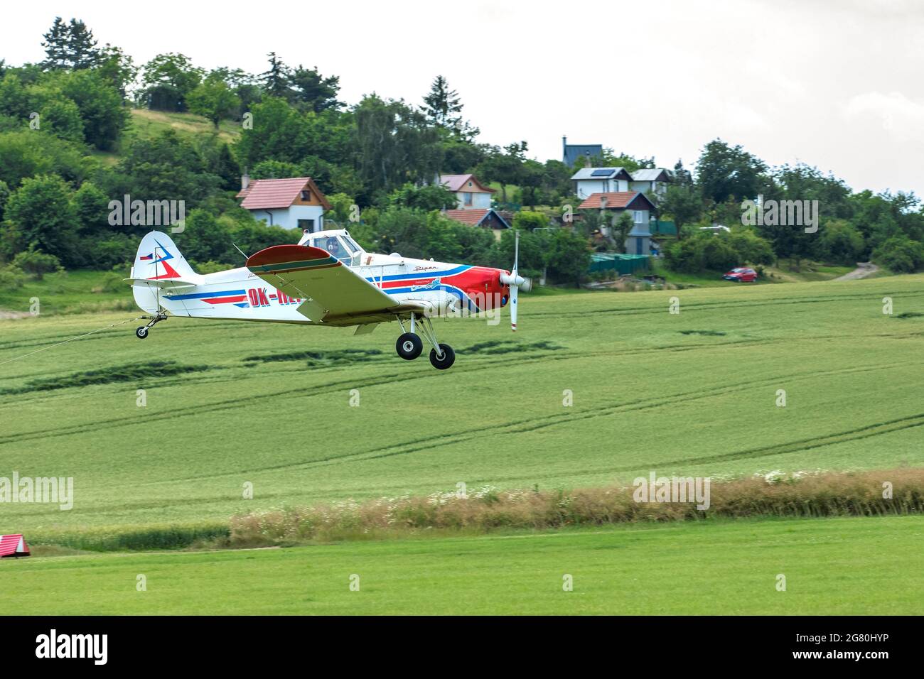 BRNO, CZECH REPUBLIC - JULY 4, 2021: Piper PA-25 Pawnee aircraft used ...