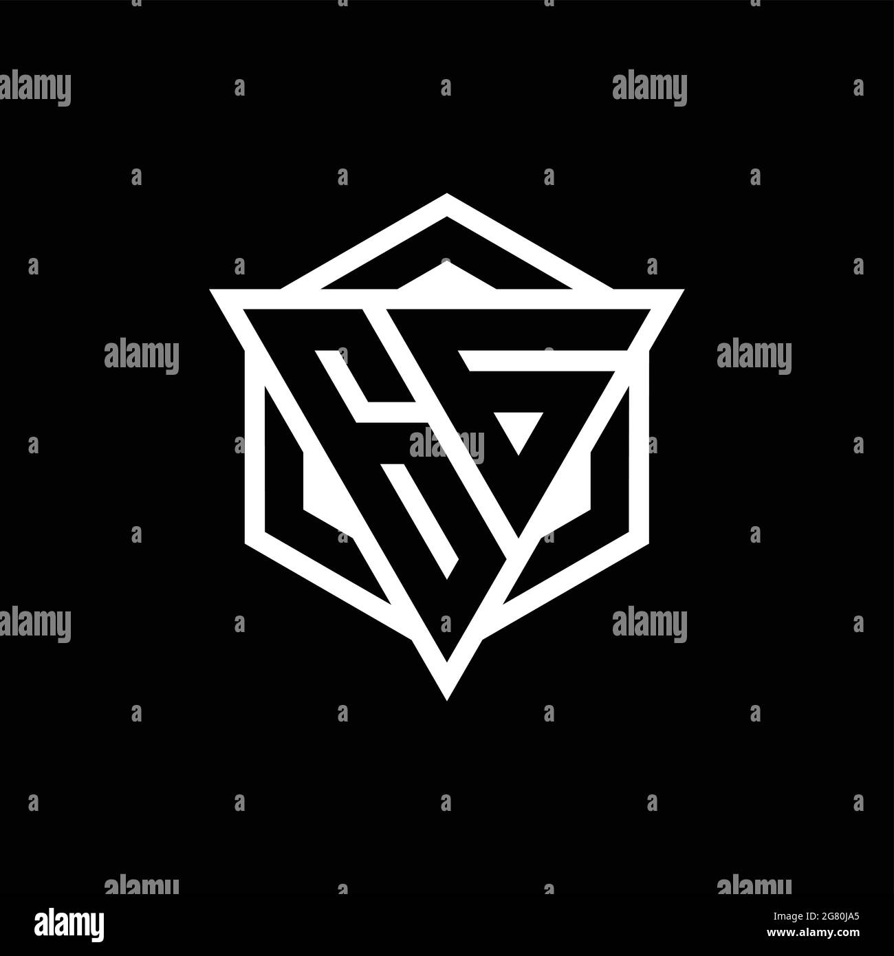 GG logo monogram with triangle and hexagon shape combination isolated ...