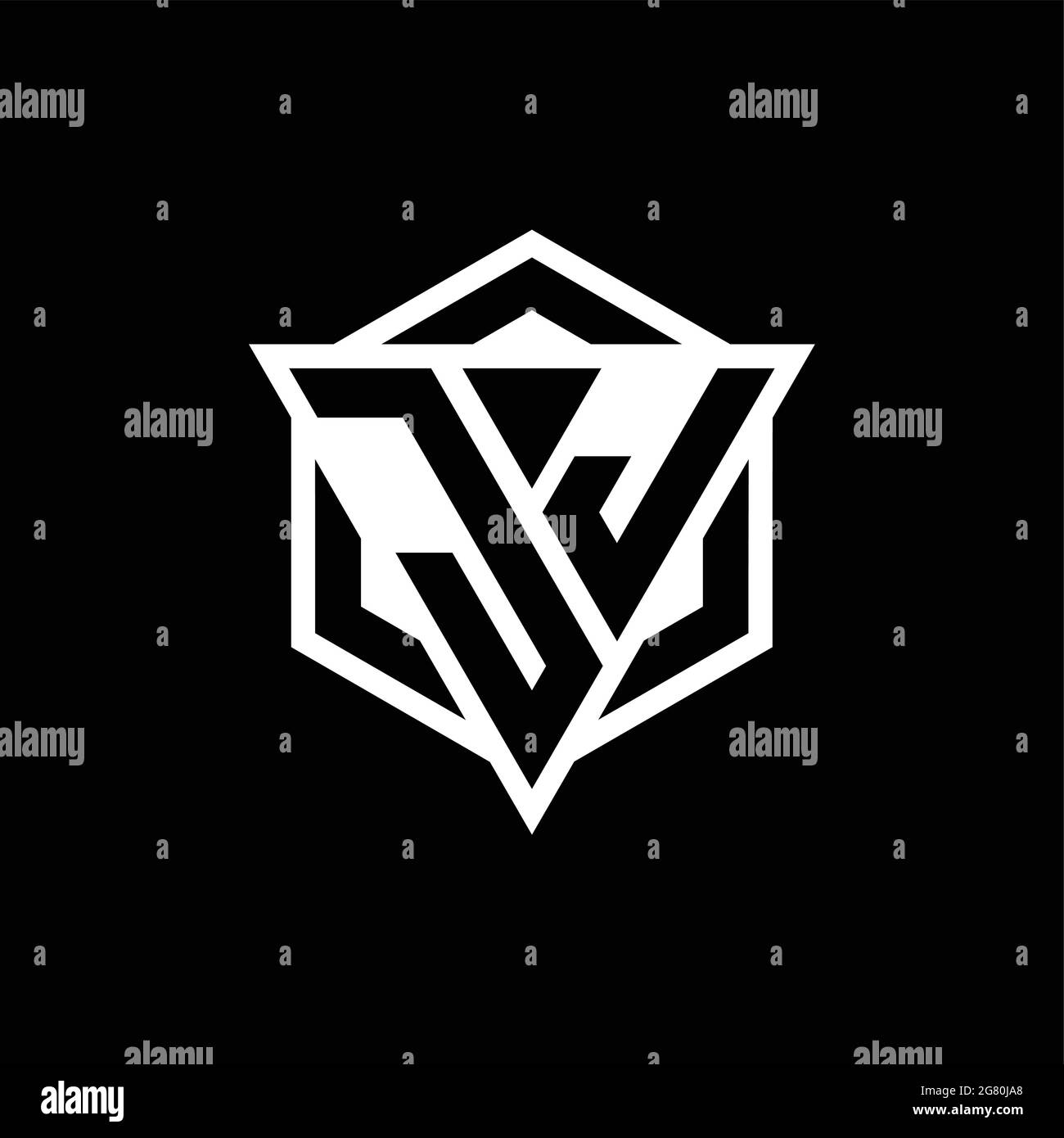 JJ logo monogram with triangle and hexagon shape combination isolated ...