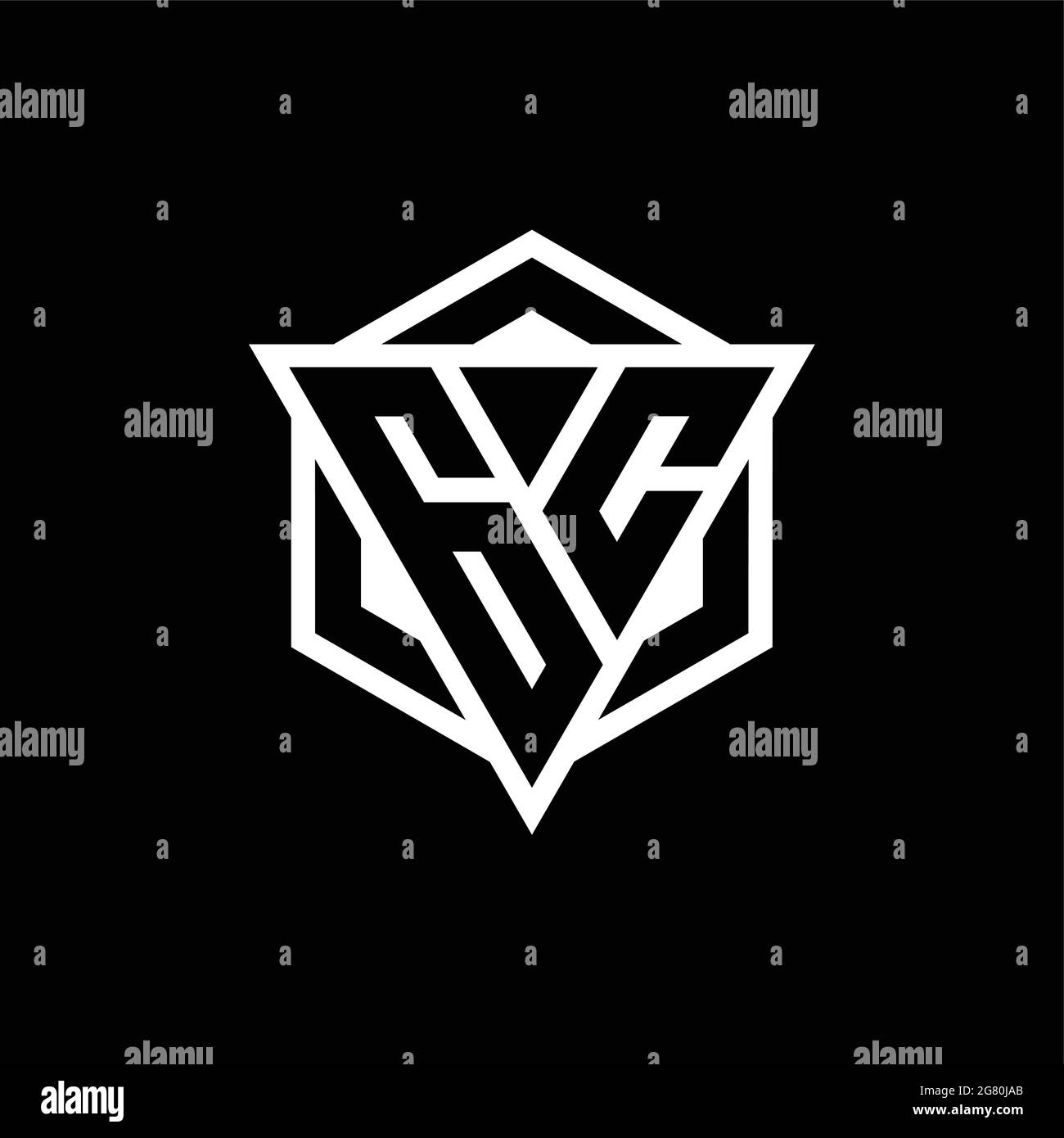 GC logo monogram with triangle and hexagon shape combination isolated ...