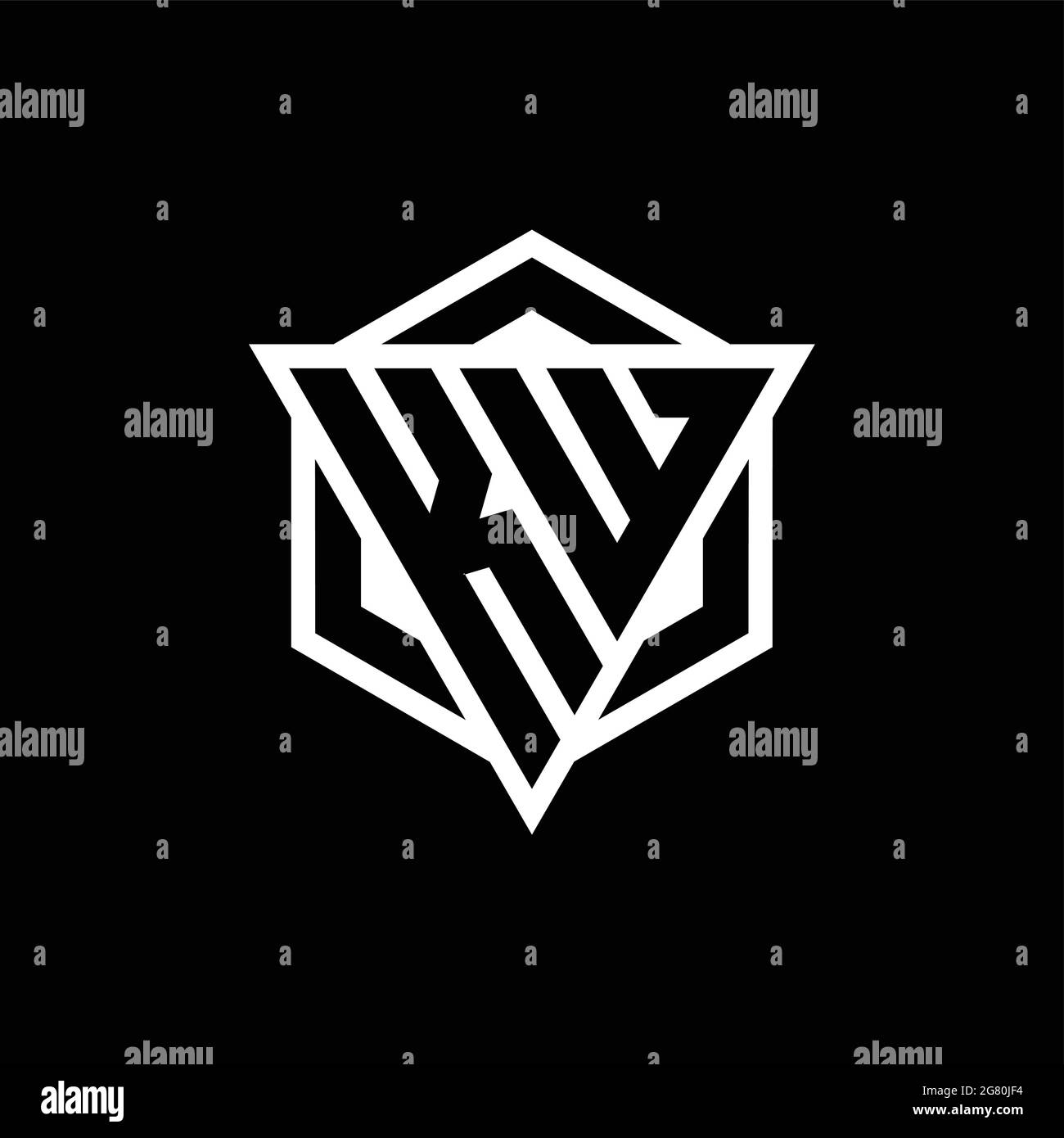 KW logo monogram with triangle and hexagon shape combination isolated ...