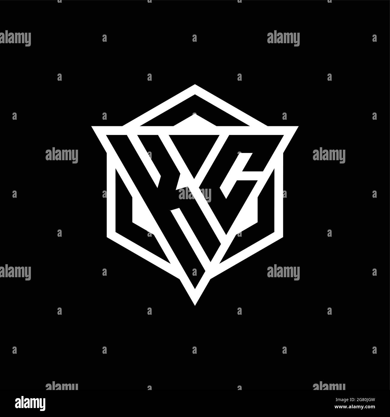 KC logo monogram with triangle and hexagon shape combination isolated ...
