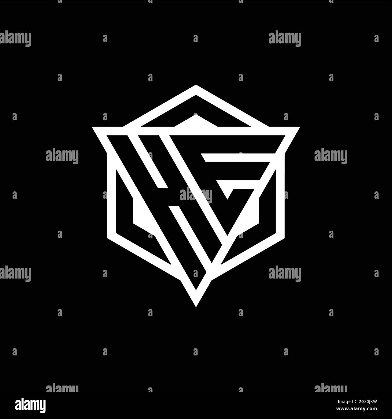 HE logo monogram with triangle and hexagon shape combination isolated ...