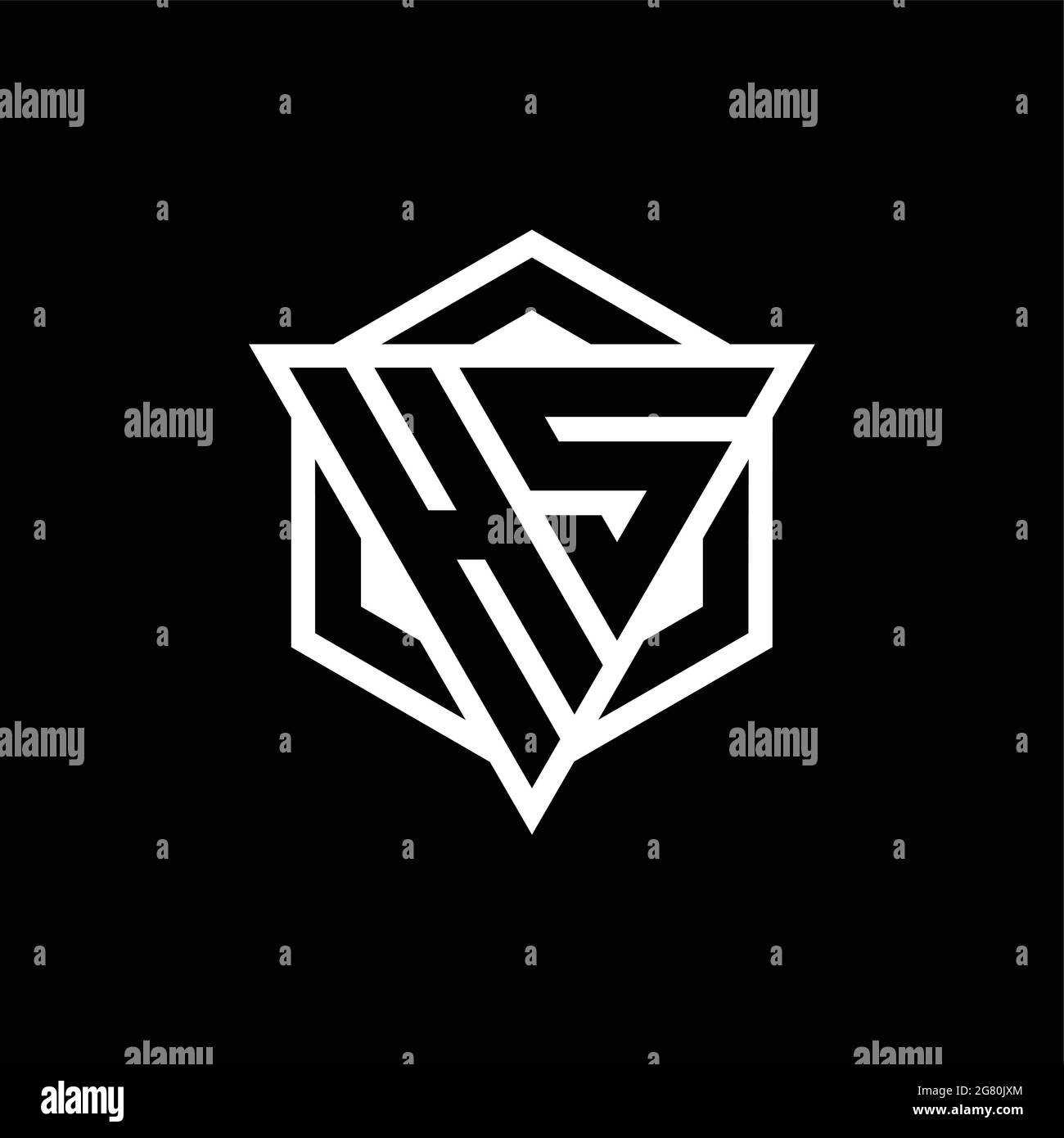 HS logo monogram with triangle and hexagon shape combination isolated ...