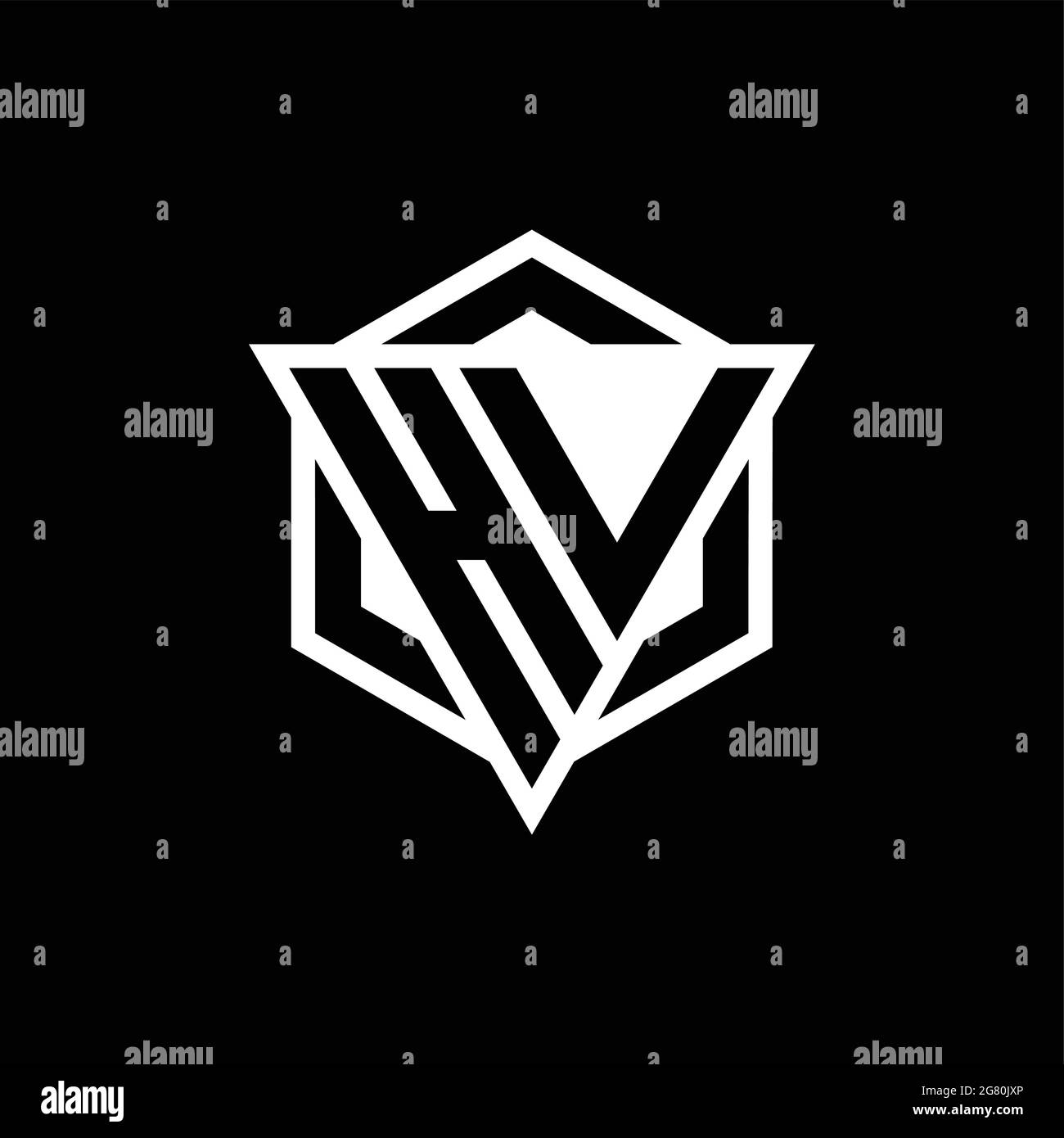 HV logo monogram with triangle and hexagon shape combination isolated ...