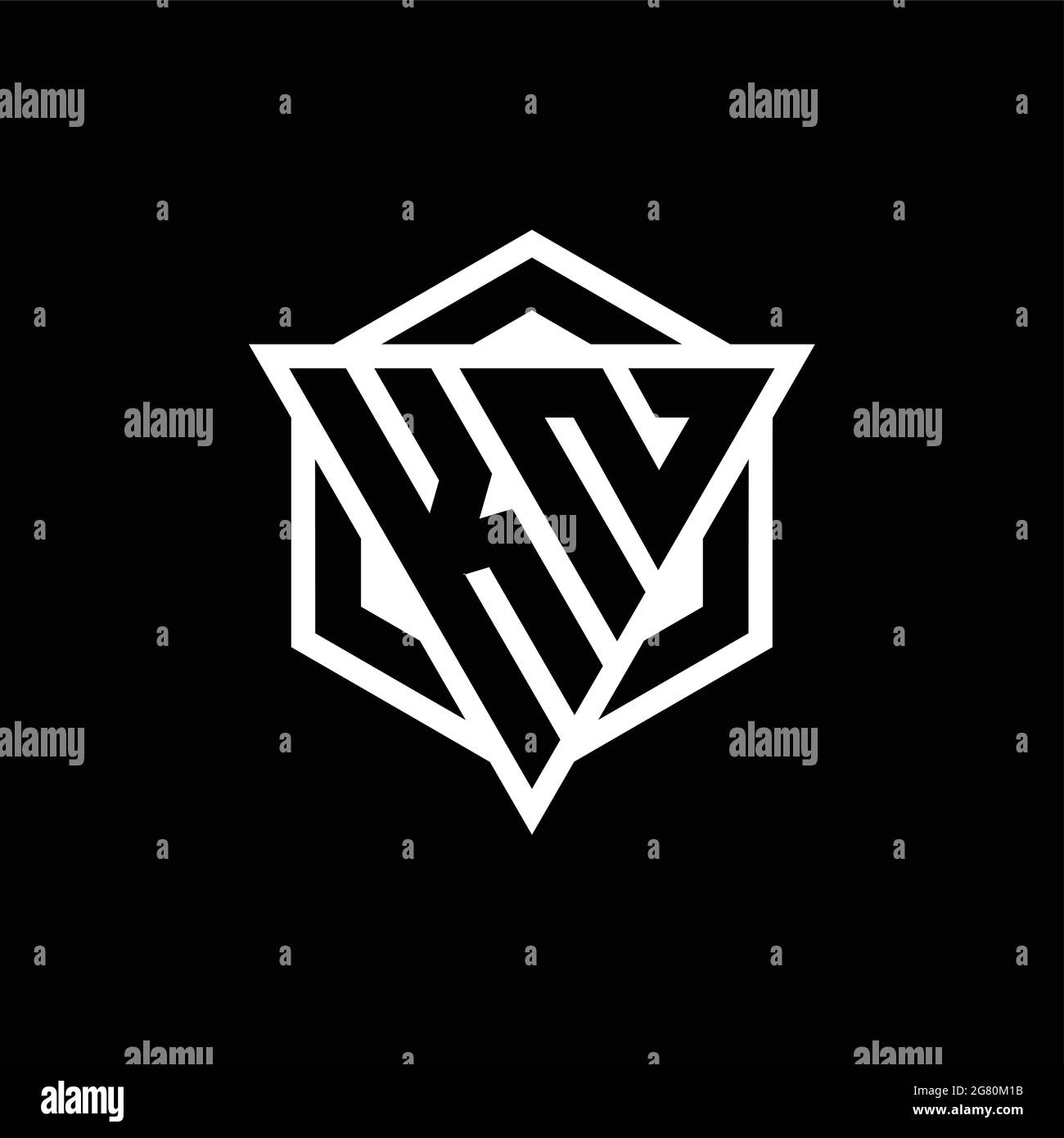 KN logo monogram with triangle and hexagon shape combination isolated ...
