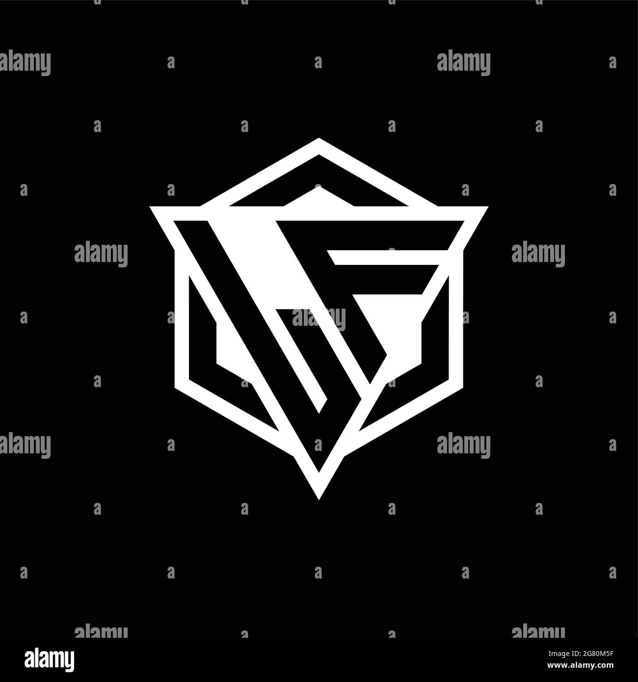 LF logo monogram with triangle and hexagon shape combination isolated ...