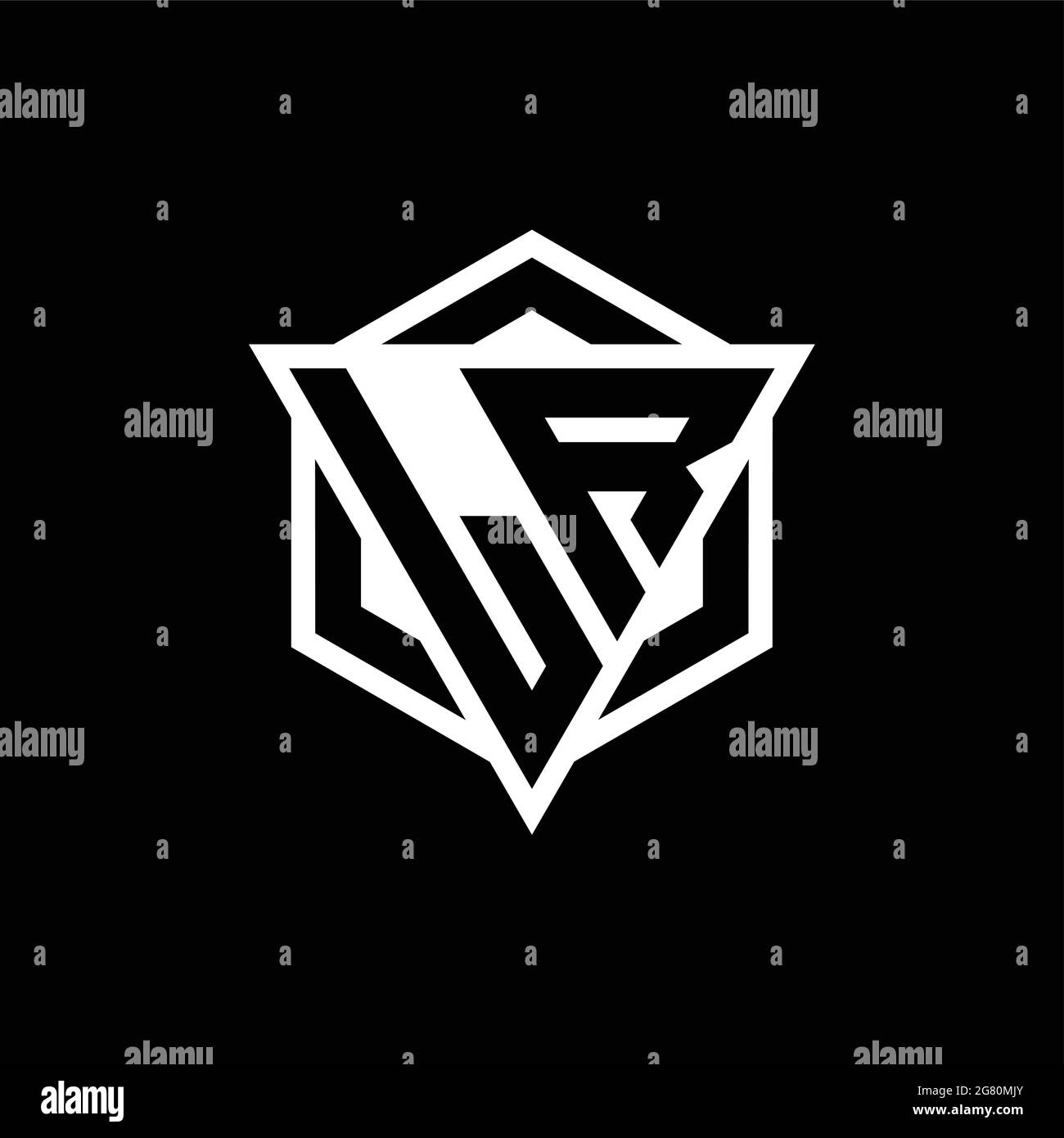 LR logo monogram with triangle and hexagon shape combination isolated ...