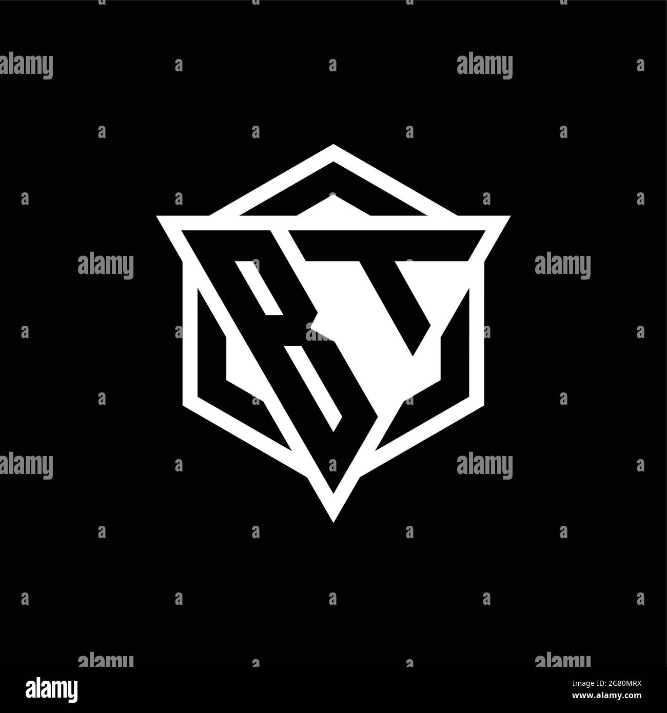 BT logo monogram with triangle and hexagon shape combination isolated ...