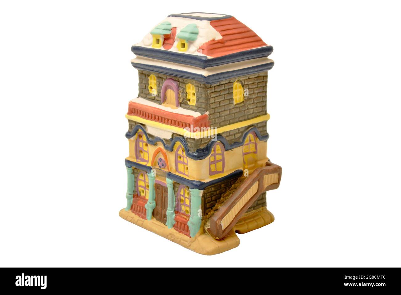 Colorful miniature toy house isolated on white background Stock Photo ...