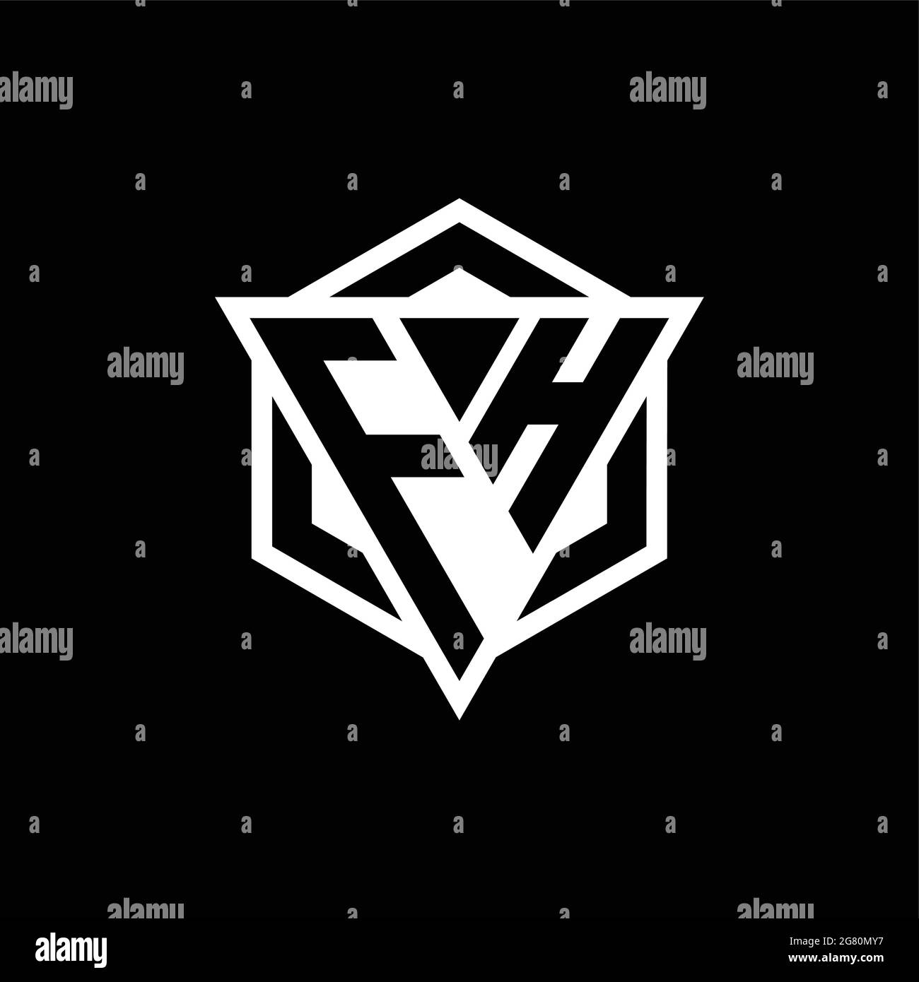FH logo monogram with triangle and hexagon shape combination isolated ...