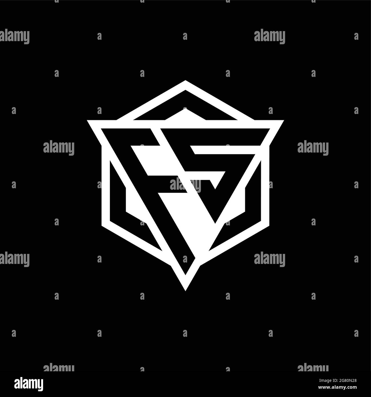 FS logo monogram with triangle and hexagon shape combination isolated ...
