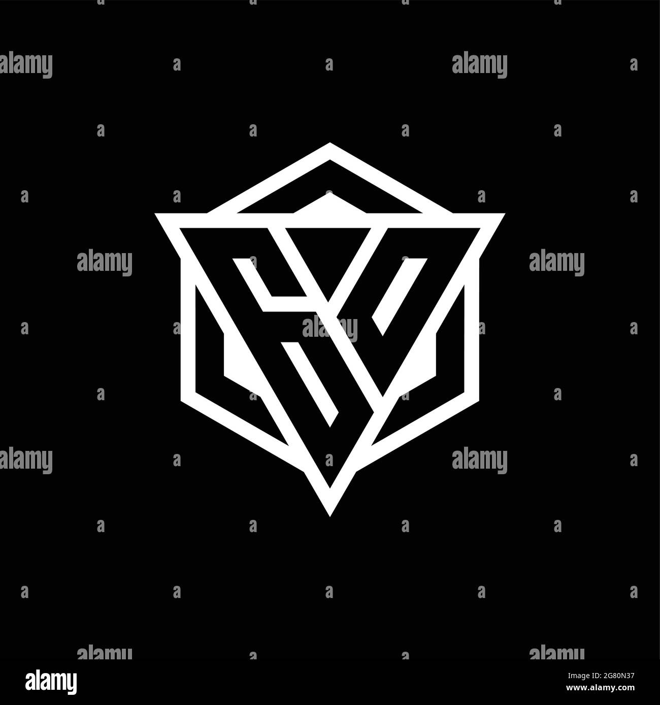 GO logo monogram with triangle and hexagon shape combination isolated ...