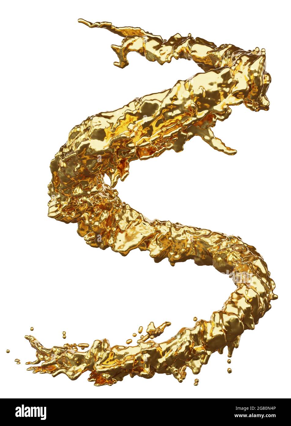 golden splash isolated on white background. 3d rendering Stock Photo ...