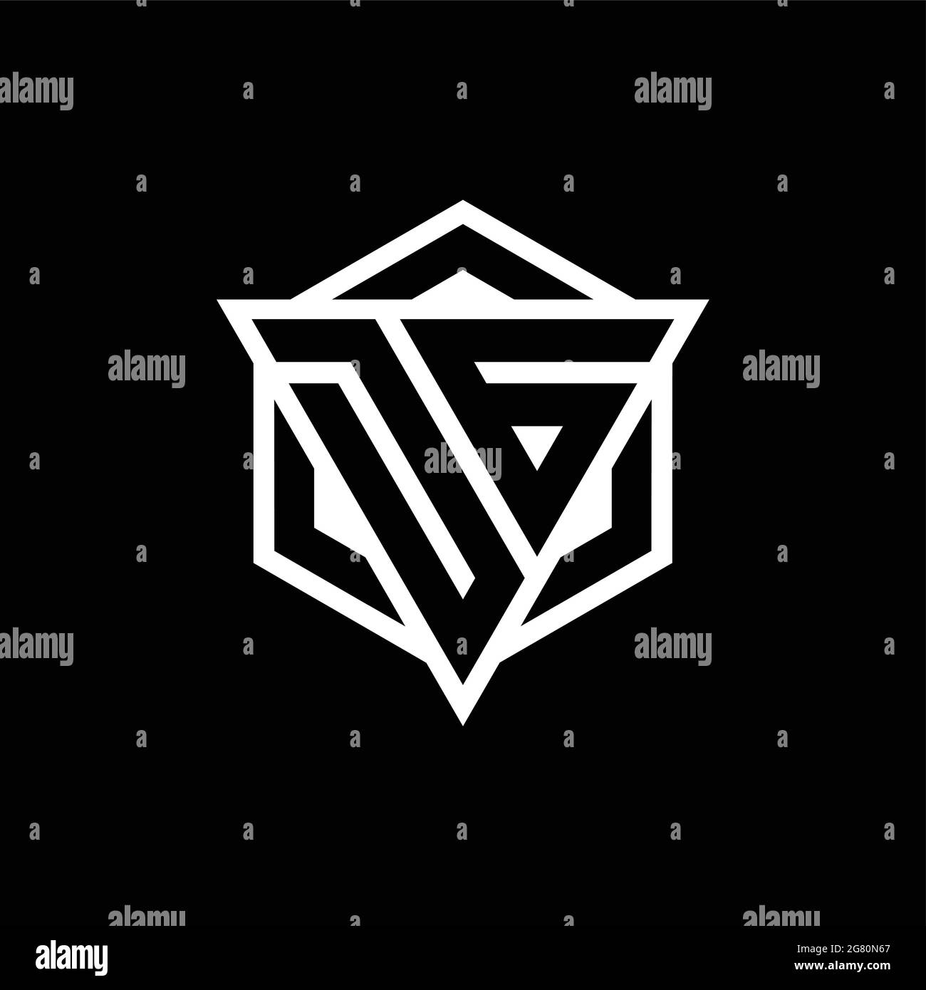 DG logo monogram with triangle and hexagon shape combination isolated ...