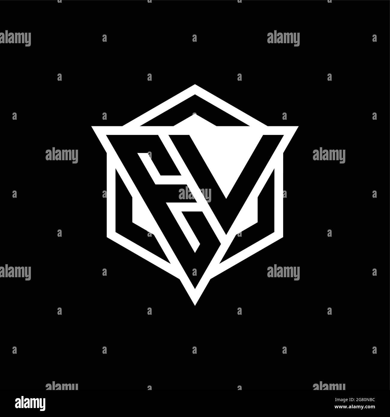 EV logo monogram with triangle and hexagon shape combination isolated ...