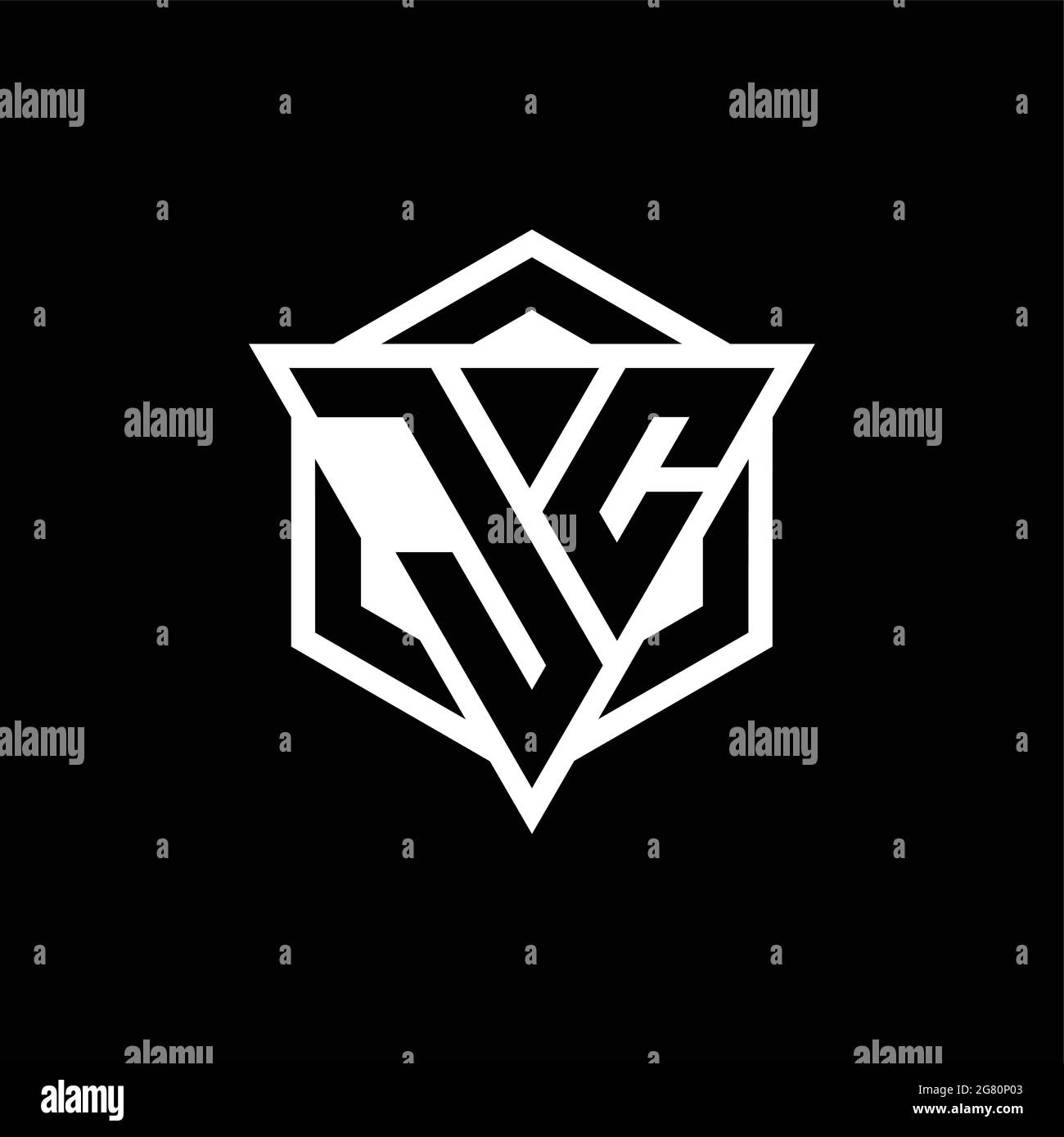 JC logo monogram with triangle and hexagon shape combination isolated ...