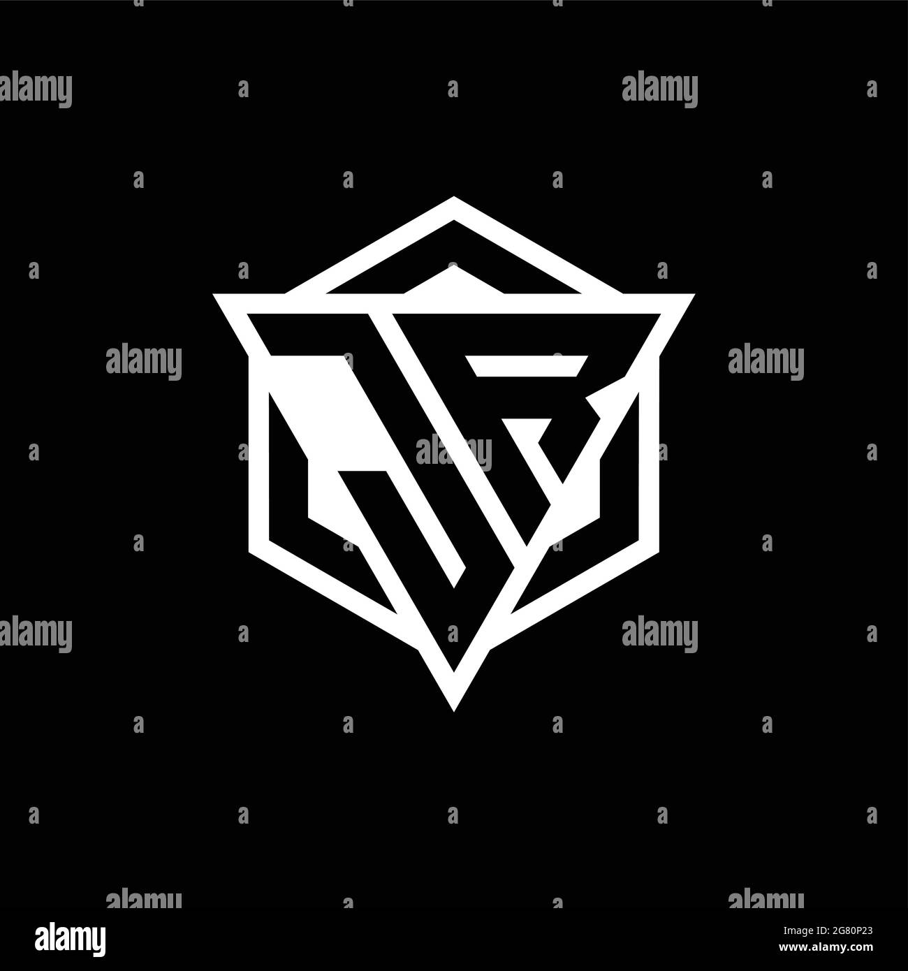 JR logo monogram with triangle and hexagon shape combination isolated ...
