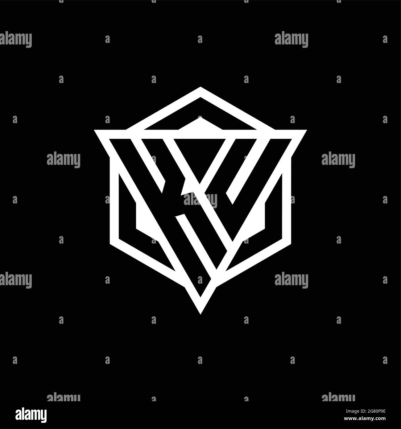 KU logo monogram with triangle and hexagon shape combination isolated ...