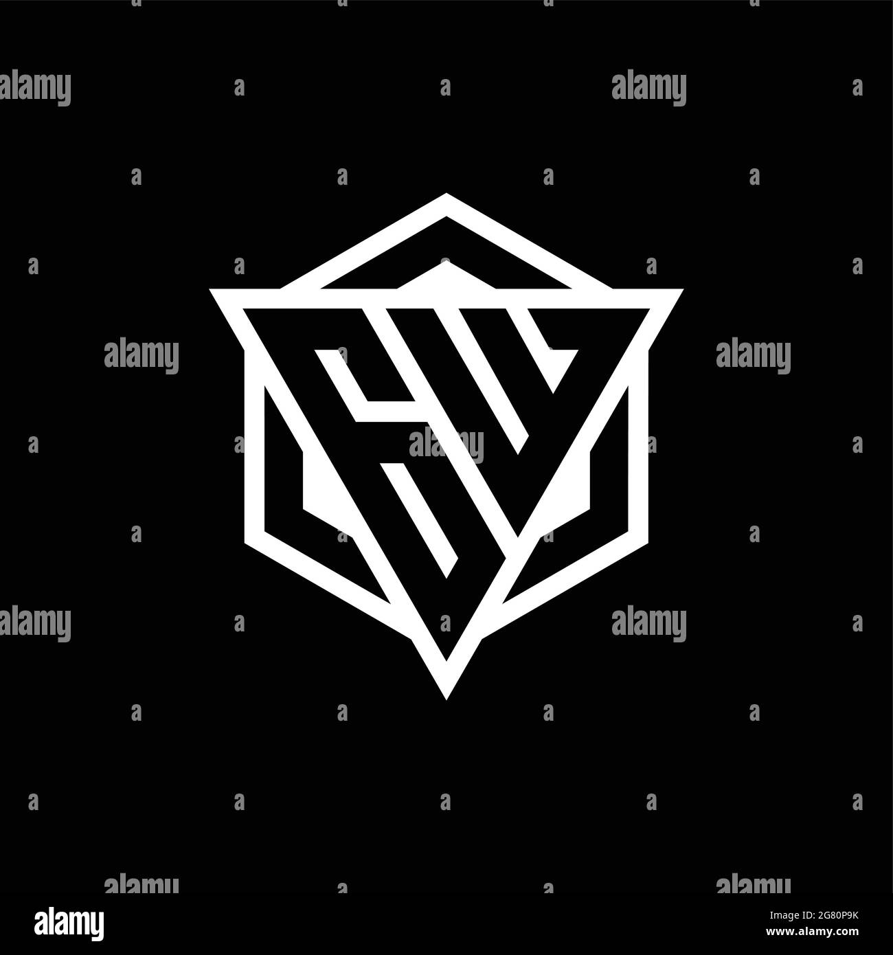 GW logo monogram with triangle and hexagon shape combination isolated ...