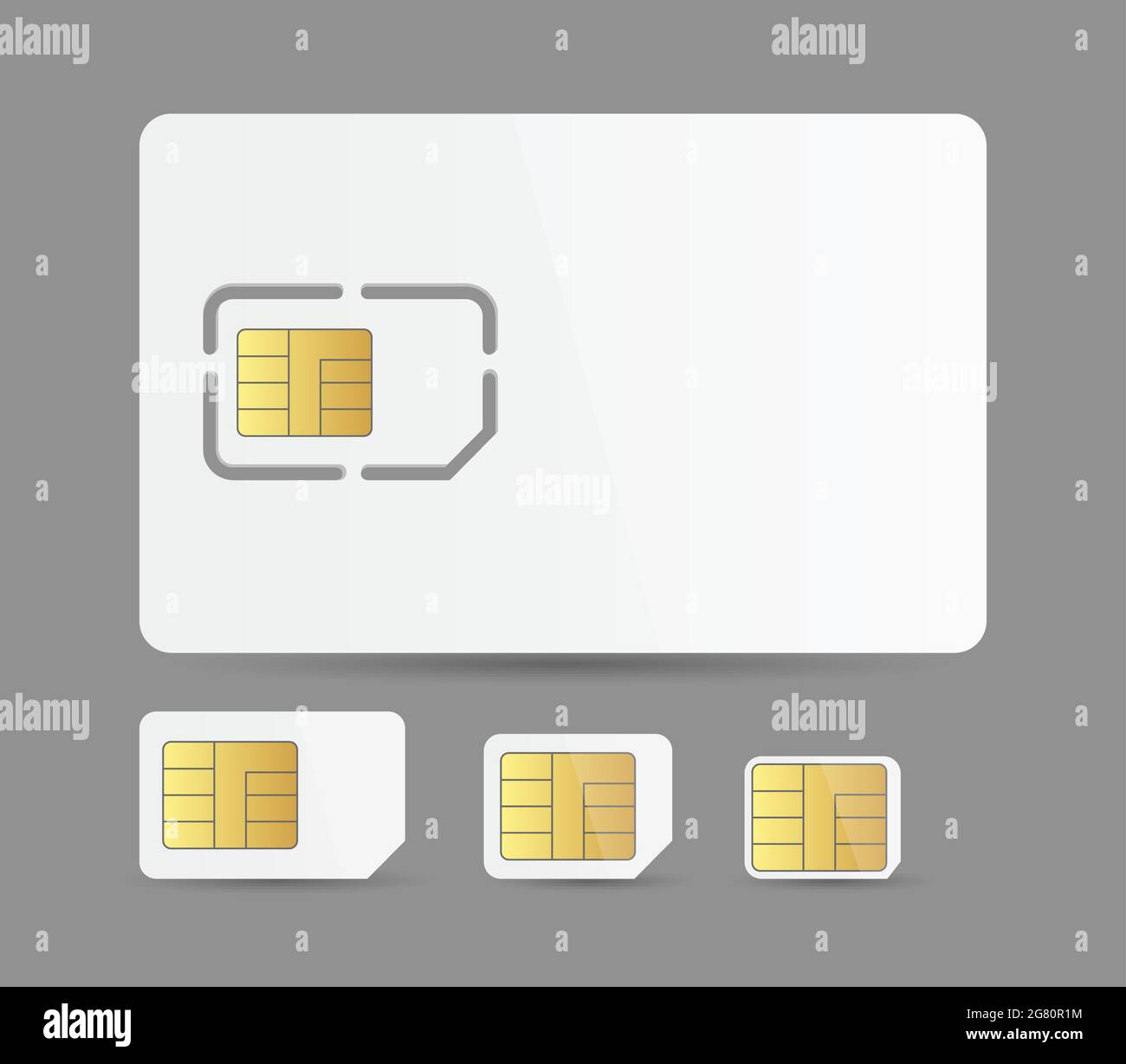 Phone sim card set, realistic white simcards for mobile telephone ...