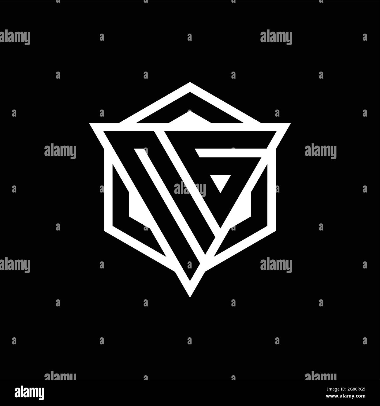 NG logo monogram with triangle and hexagon shape combination isolated ...