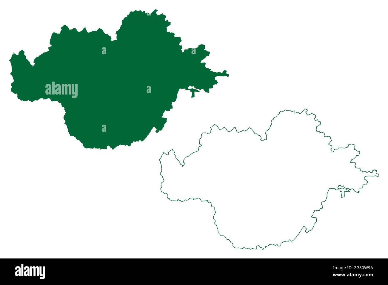 Nagaur district (Rajasthan State, Republic of India) map vector illustration, scribble sketch ...