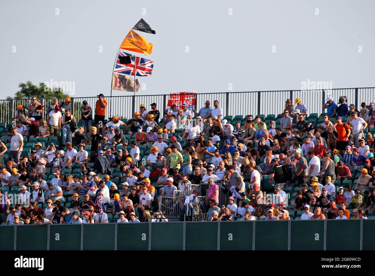 Silverstone, UK. 16th July, 2021. Circuit atmosphere - fans in the ...